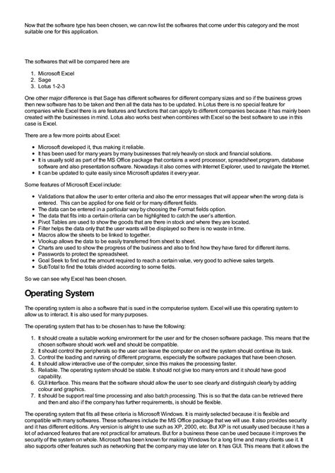 SOLUTION The System Chosen For This Application Is The Computerised System This Computerised