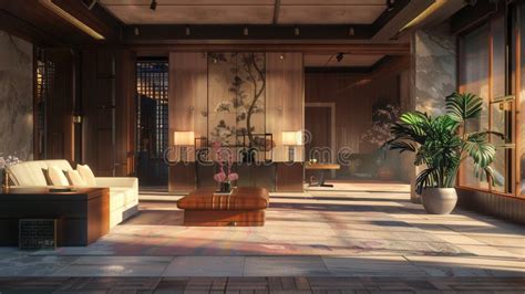 Modern Adobe Architecture Elegant Interior Design Concept Stock