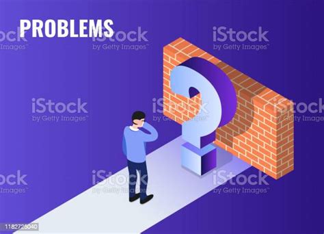 문제 개념입니다 사람은 생각하고 있다 아이소메트릭 벡터 그림입니다 3차원 형태에 대한 스톡 벡터 아트 및 기타 이미지 3차원
