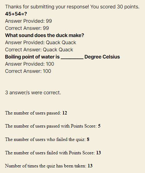 extra shortcodes documentation quiz and survey master