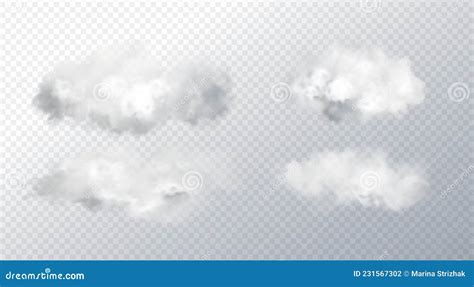 Vector Set Abstract Realistic Fog Cloud Design Element Stock Vector