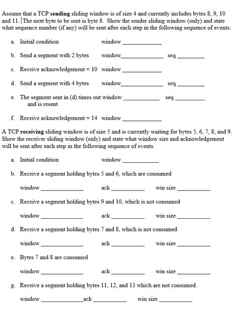 Solved Assume That A Tcp Sending Sliding Window Is Of Size 4
