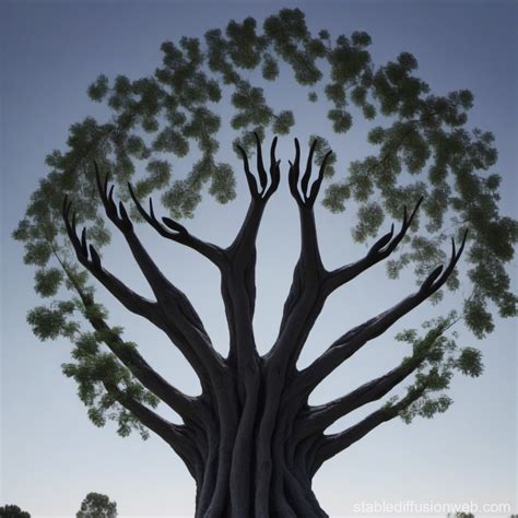 Hands Shaped Tree Stable Diffusion Online