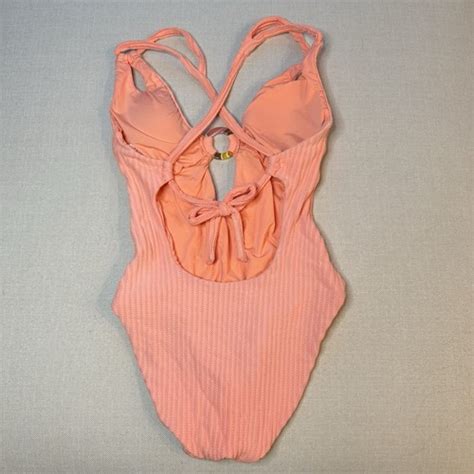 Becca Womens Standard Line In Sand Bandeau One Piece Swim Orange Size