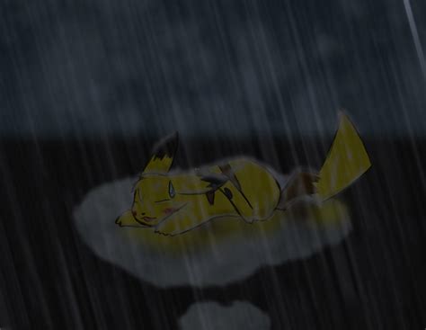 Pikachu In The Rain By Half Emo Squirrel