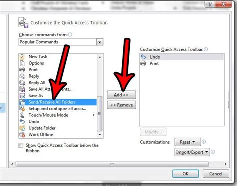 How To Add A Send And Receive Button To The Quick Access Toolbar In Outlook 2013 Solve Your Tech