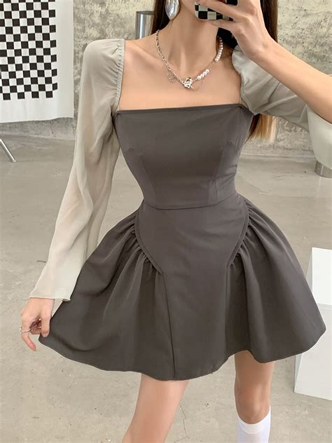 마리그램 신상추천 섹시 큐티 공주 오프숄더 미니 타이트 슬림 에이라인 플리츠 그레이 화이트 미니 드레스 원피스 소매 탈부착 유니크 소장 아이템