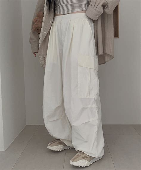 하비언니 12514 [모델소장] 남녀공용 카고 벌룬 와이드 투웨이 밴딩 롱팬츠 4color