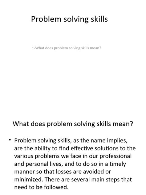 problem solving skills pdf