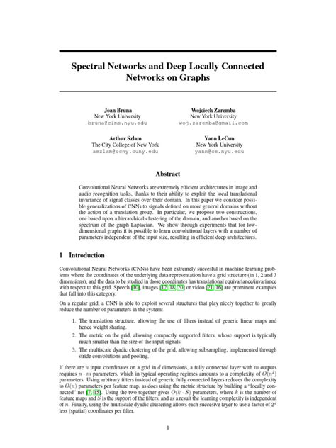 Spectral Networks And Deep Locally Connected Networks On Graphs Pdf