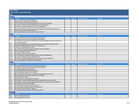 Project Health Check Template
