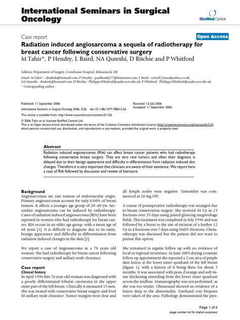 3 Radiation Induced Angiosarcoma A Sequela Of Radiotherapy For Pdf