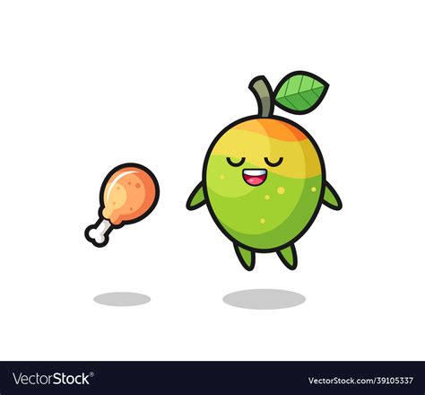 Cute Mango Floating And Tempted Because Of Fried Vector Image