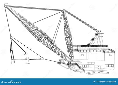 Dragline Walking Excavator Stock Illustration Illustration Of Dragrope