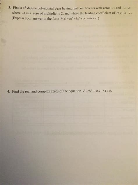 Solved 3 Find A 4th Degree Polynomial P X Having Real Chegg Com