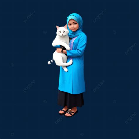 Cute Hijab Girl Holding A Cat Ai Generated Cute Girl Ai Generated Png Transparent Clipart