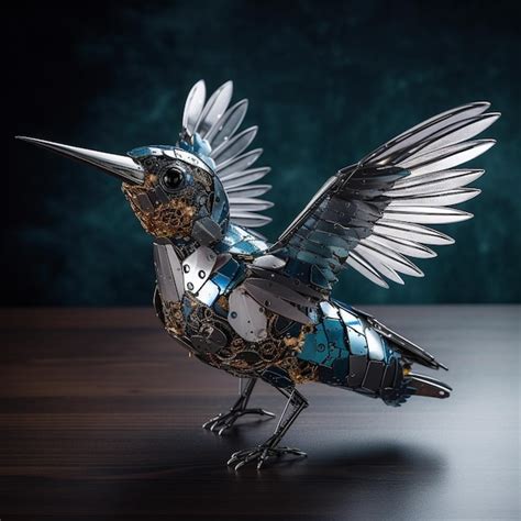 Premium AI Image Closeup Of A Robotic Hummingbird Showcasing Technology And Nature