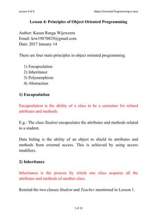 Principles Of Object Oriented Programming PDF