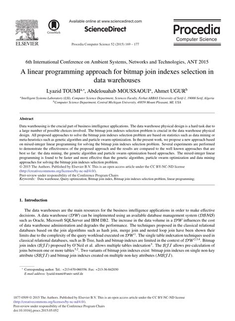 Pdf A Linear Programming Approach For Bitmap Join Indexes Selection