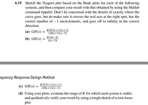 Solved 619 Sketch The Nyquist Plot Based On The Bode Plots