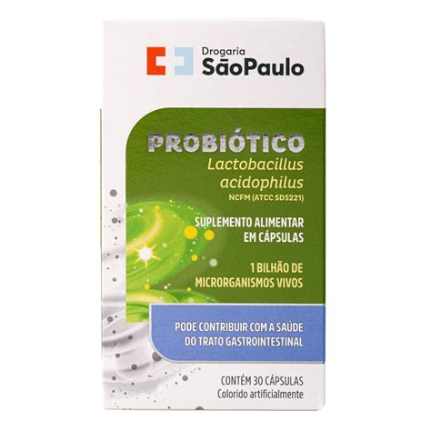 Probiótico Lactobacillus Acidophilus Drogaria São Paulo 30 Cápsulas