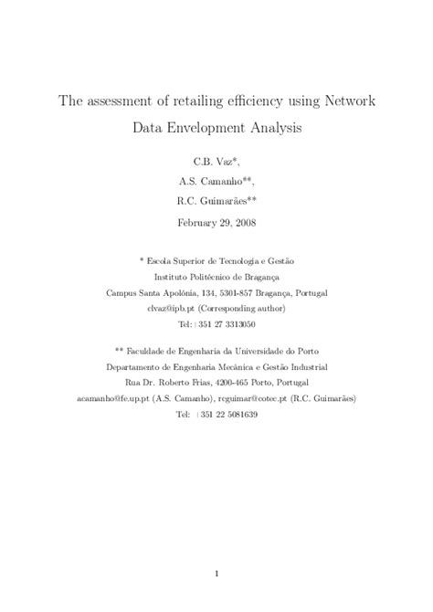 pdf the assessment of retailing efficiency using network data
