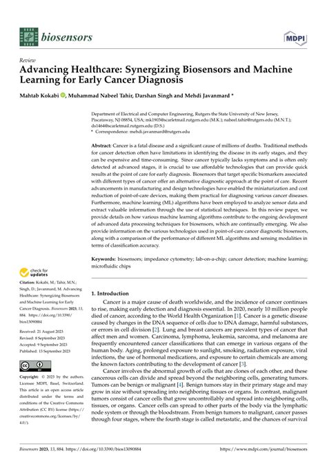 Pdf Advancing Healthcare Synergizing Biosensors And Machine Learning