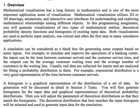 Solved Overview Mathematical Visualization Has A Long Chegg