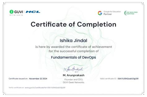 ishika jindal on linkedin devops certification techjourney continuouslearning guvi…