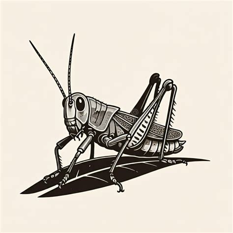 Photo Illustration Image Black And White About Grasshopper Stock