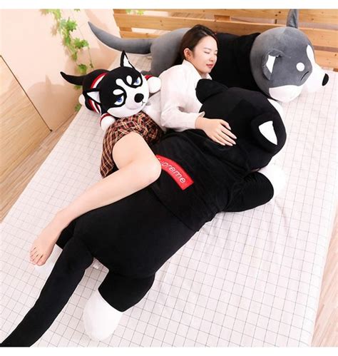 귀여운 대형 허스키 인형 안고자는 베개 쿠션용 인형 부드러운 촉감 봉제 장난감 선물용 애착 인형 티몬