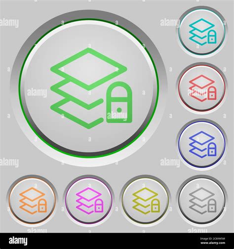 Locked Layers Color Icons On Sunk Push Buttons Stock Vector Image And Art Alamy