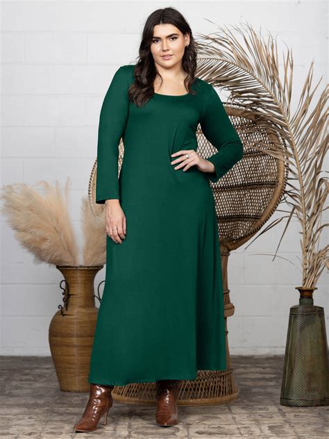Womens Long Sleeve Plus Size Maxi Dress 24seven Comfort Apparel
