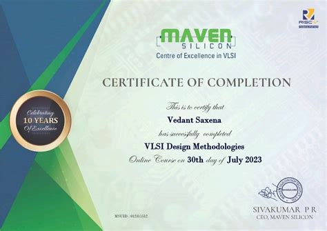 Vedant Saxena On Linkedin Professionalgrowth Vlsicertification Mavensilicon Verilog