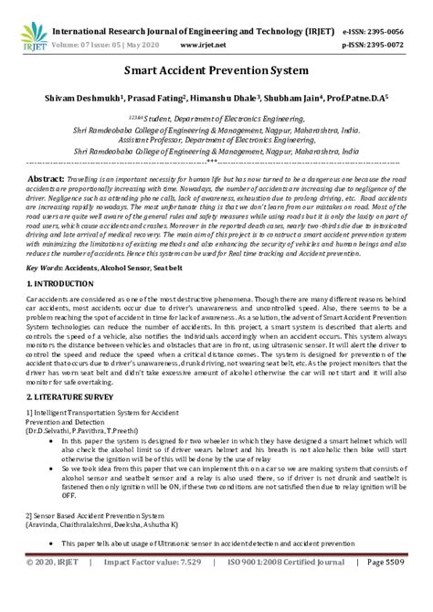 Pdf Irjet Smart Accident Prevention System