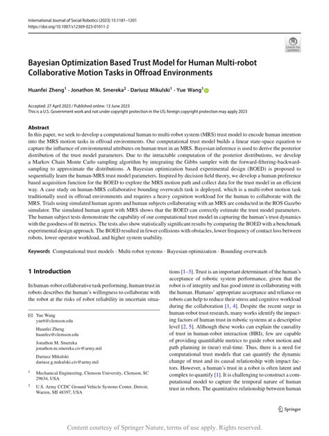 bayesian optimization based trust model for human multi robot