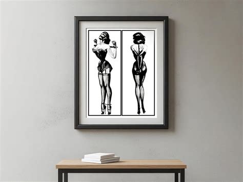 Vintage Fetish Comic Art Leather Bondage Poster Black White Pulp