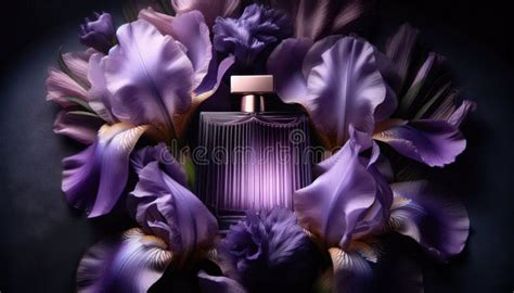 A Captivating Purple Perfume Bottle Displayed Alongside A Single Large