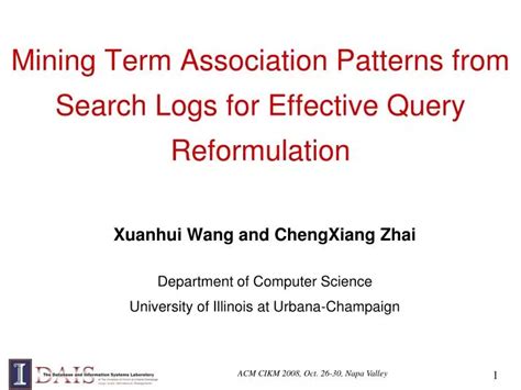 Ppt Mining Term Association Patterns From Search Logs For Effective