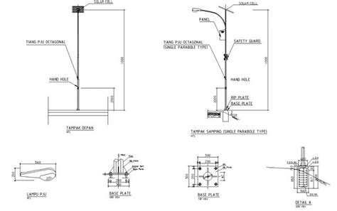 Front And Side Elevation Drawing Of Pole In Dwg File Electrical Cad Electrical Fittings