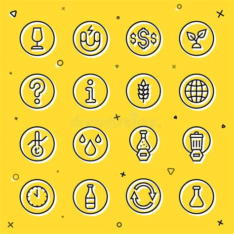 Set Line Test Tube And Flask Trash Can Social Network Dollar Symbol Information Unknown