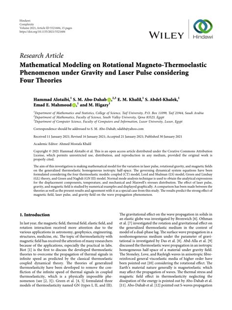 Pdf Mathematical Modeling On Rotational Magneto Thermoelastic