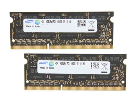 Samsung 8gb 2 X 4gb 204 Pin Ddr3 So Dimm Ddr3 1333 Pc3 10600 Laptop Memory Model Mv 3t4g4d