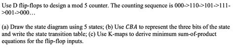 Solved Use D Flip Flops To Design A Mod Counter The Chegg Com