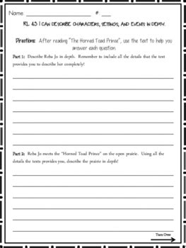 RL 4 3 Describe Character Setting And Event By Katie Groves TPT