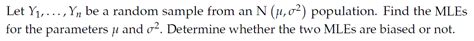 solved let y1 … yn be a random sample from an n μ σ2