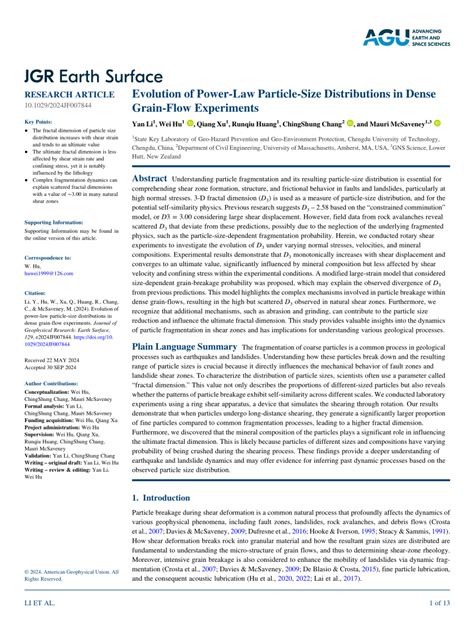 Pdf Evolution Of Power‐law Particle‐size Distributions In Dense Grain