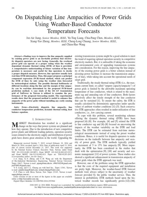 On Dispatching Line Ampacities Of Power Grids Using Weather Based Conductor Temperature