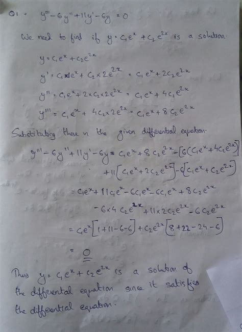[solved] Q1 Y 6y 11y 6y 0 Differential Equation Does