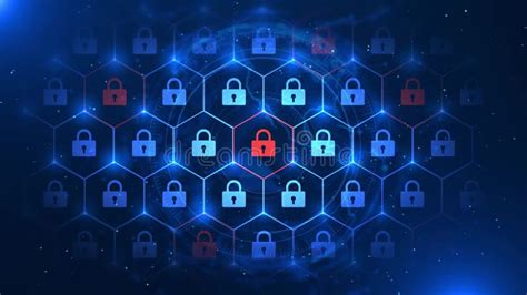 Digital Cyber Security Lock Icon Data Network Protection Loop Animation Stock Video Video Of